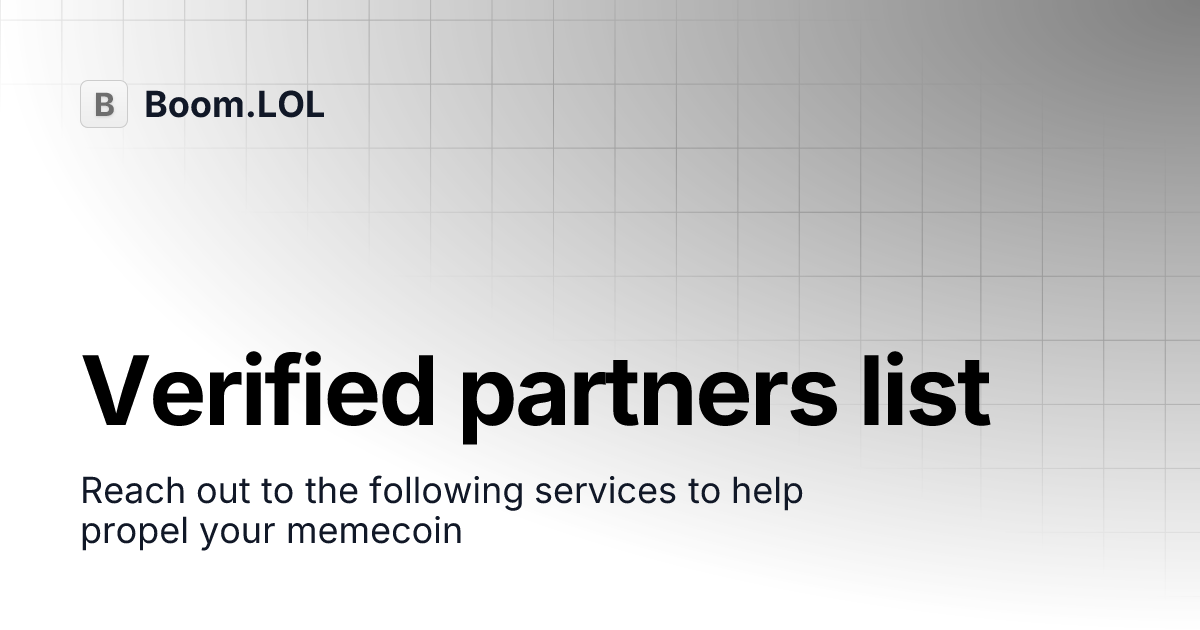 Verified partners list | Boom.LOL
